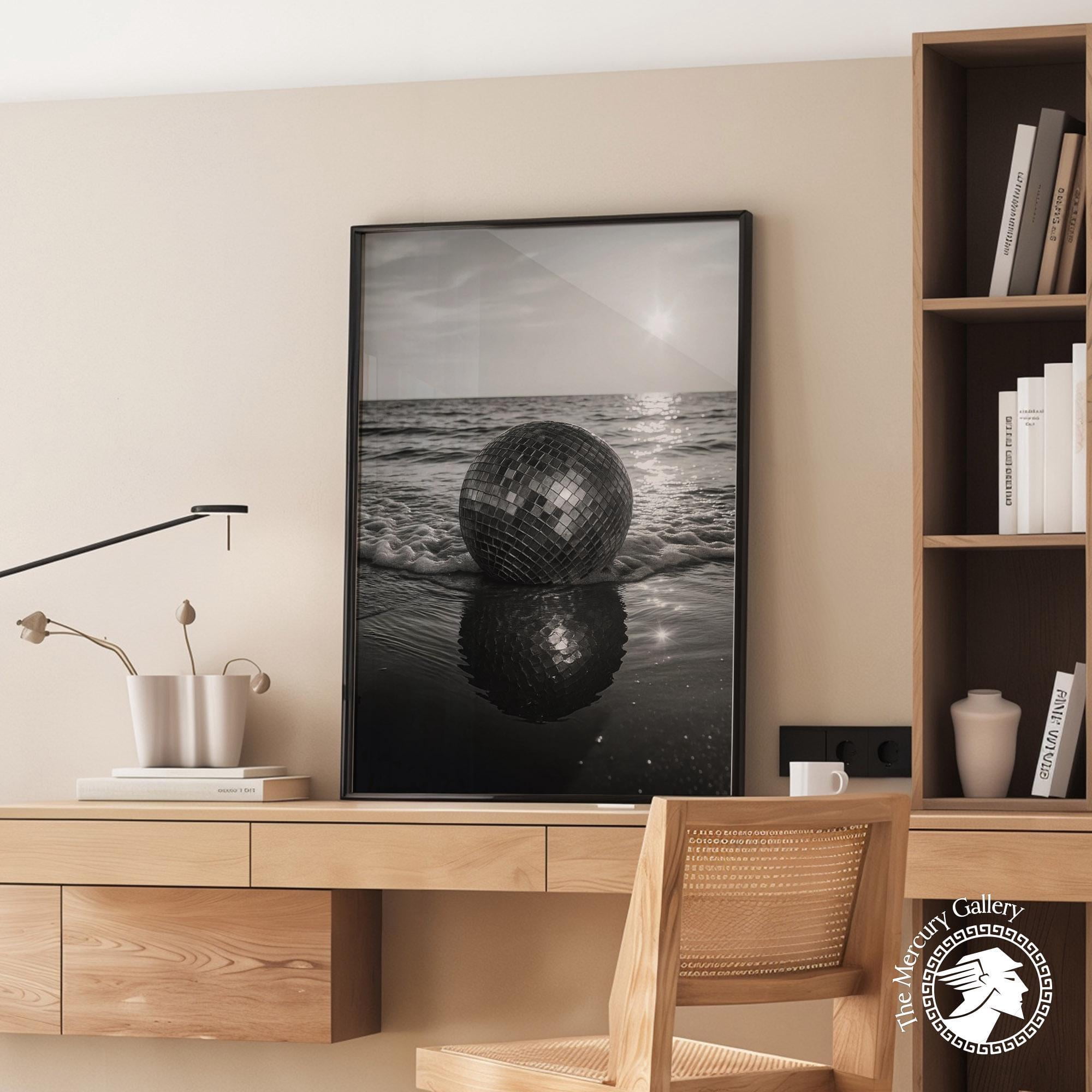 Black And White Disco Ball Poster Retro Modern Wall Art , Poster Print ...