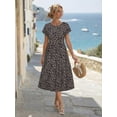 Black And White Ditsy Floral Ruffle Hem Midi Dress For Women - Walmart.com
