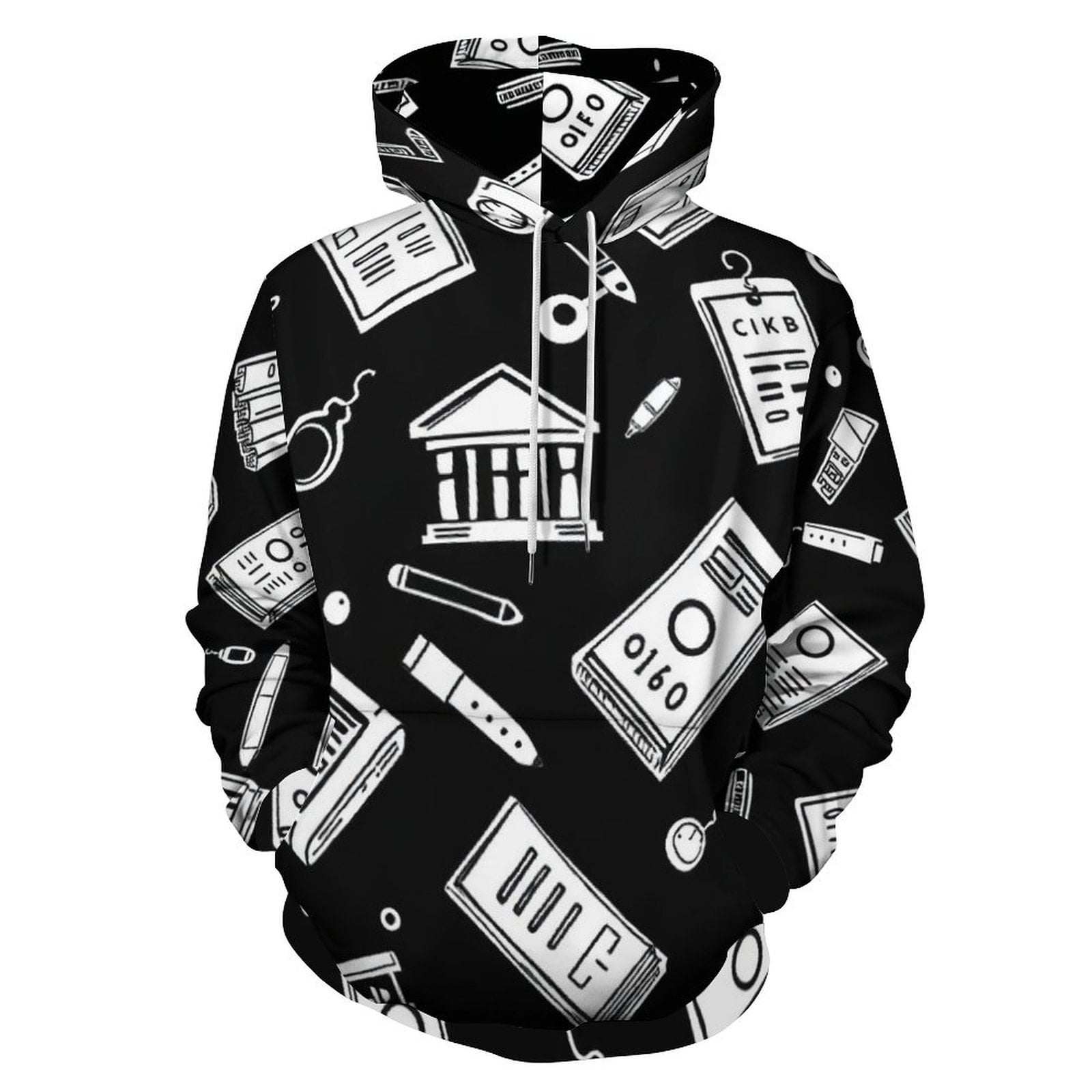 Black And White Doodles Hoodie Men Pullovers Hoodies Womens Clothing ...