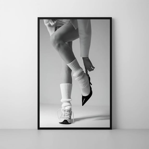 Black And White Fashion Poster Sneaker Heel Portrait Poster, Unframed ...