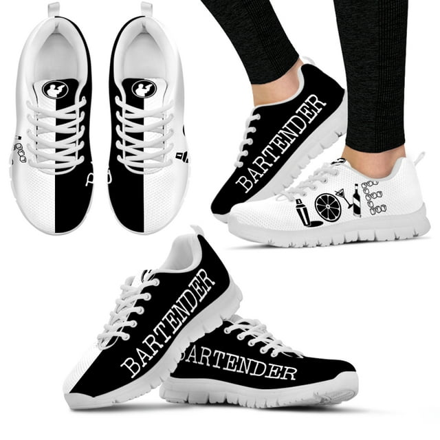 Black And White Fashion Sneakers Bartender Lover Shoes Lightweight Lace ...
