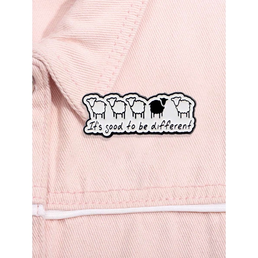 Black And White Five Sheep Its Good To Be Different Enamel Lapel Pin ...