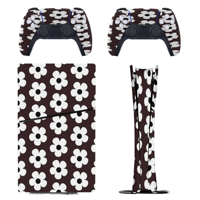 Black And White Floral Design PS5/PS5 Pro/PS5 Slim Digital Disc Skin ...