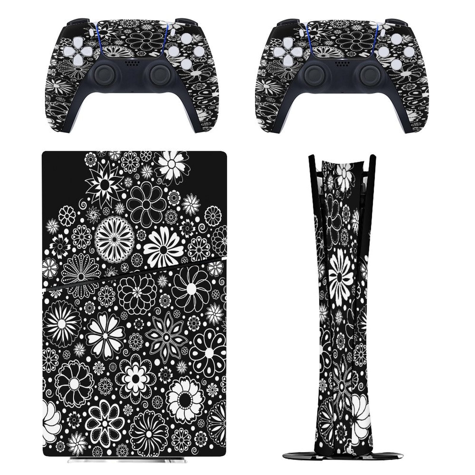Black And White Floral Print Cute Flowers PS5/PS5 Pro/PS5 Slim Digital ...