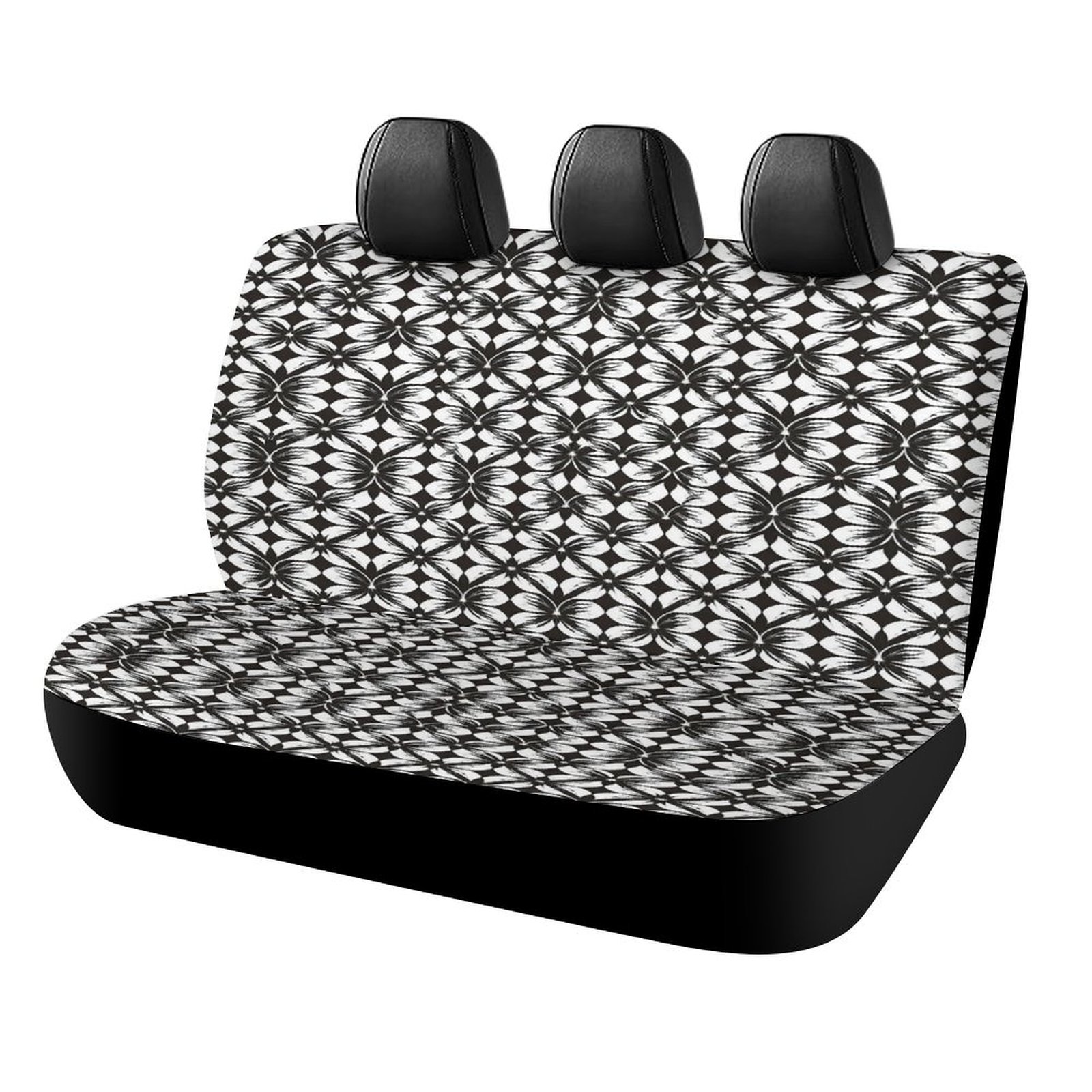 Black And White Floral Repeating Pattern Design Car Back Seat Pad ...
