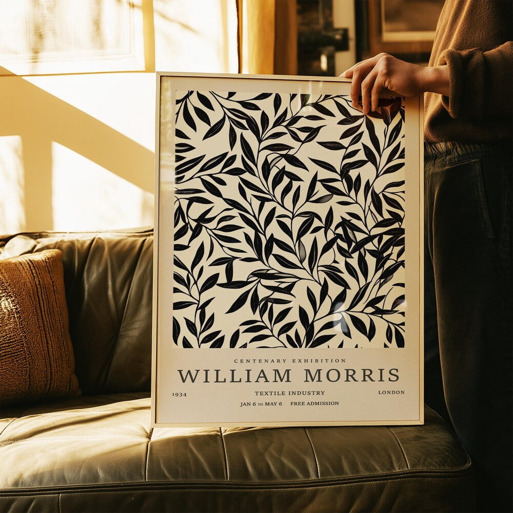 Black And White Floral Wall Art Monochrome Botanical Print With Leaves ...