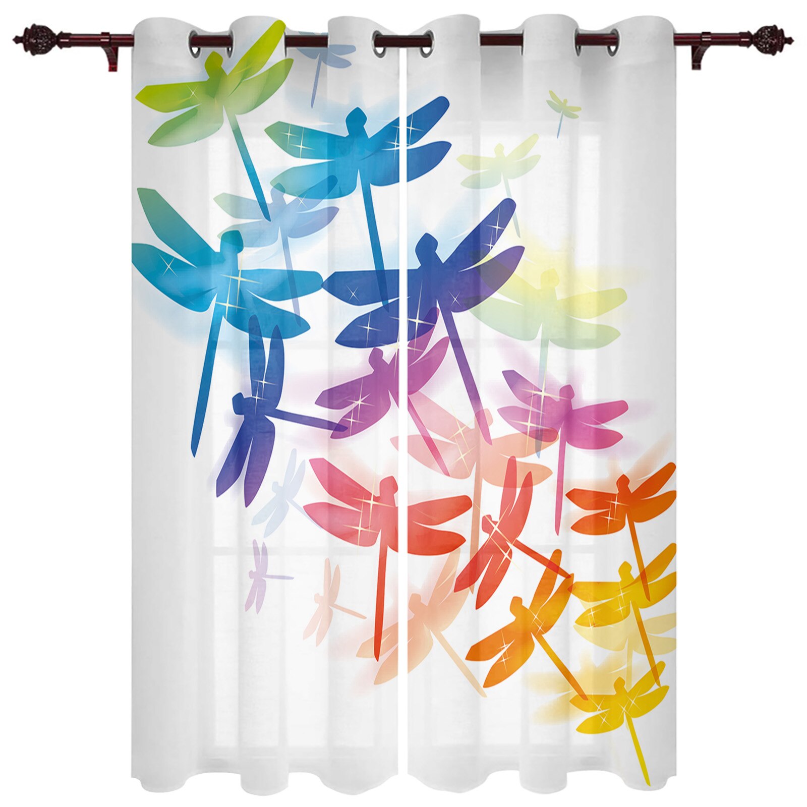 Black And White Flower Dragonfly Butterfly Luxury Home Curtains Modern ...