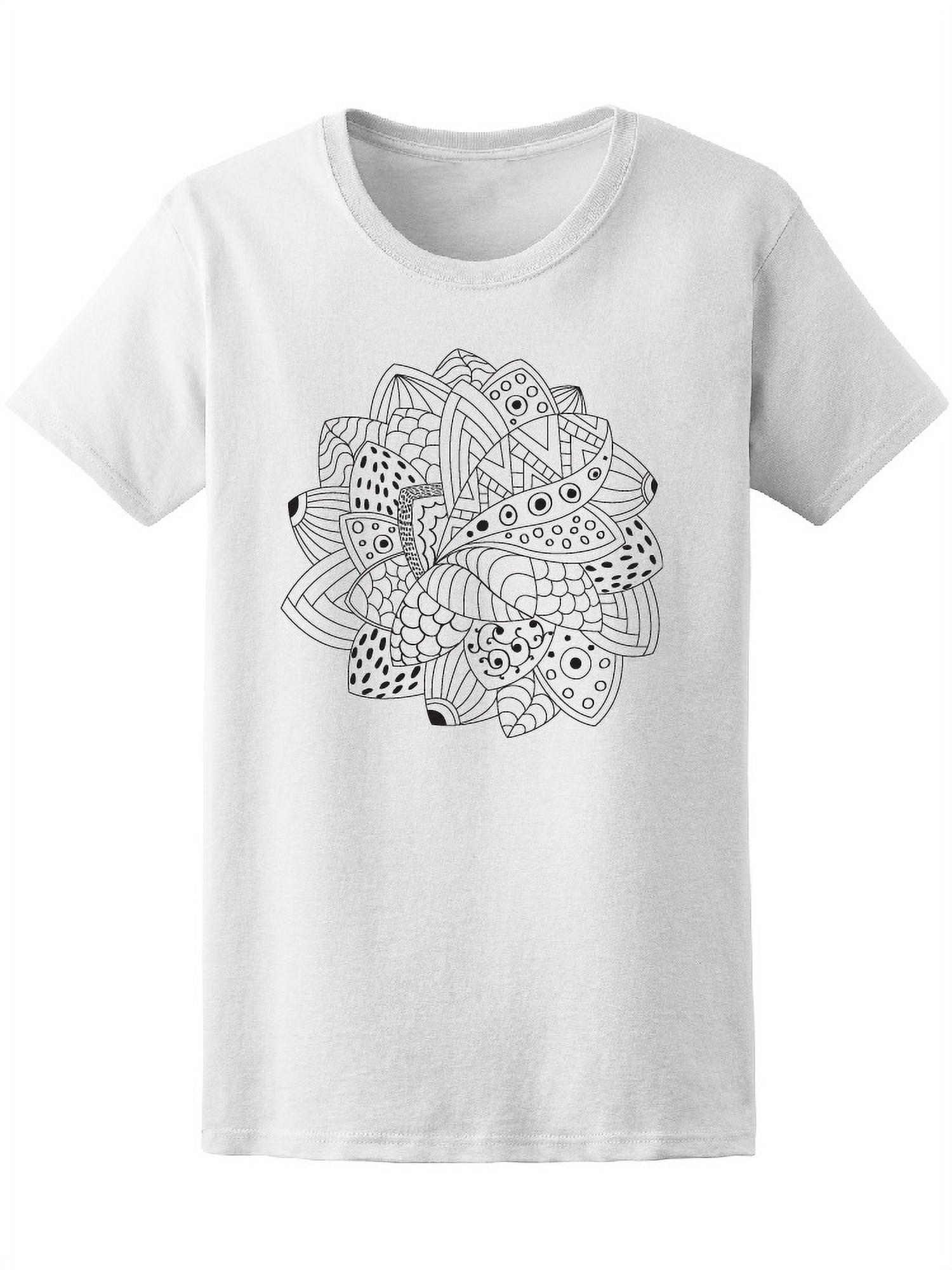 Black And White Flower Zendala T-Shirt Women -Image by Shutterstock ...