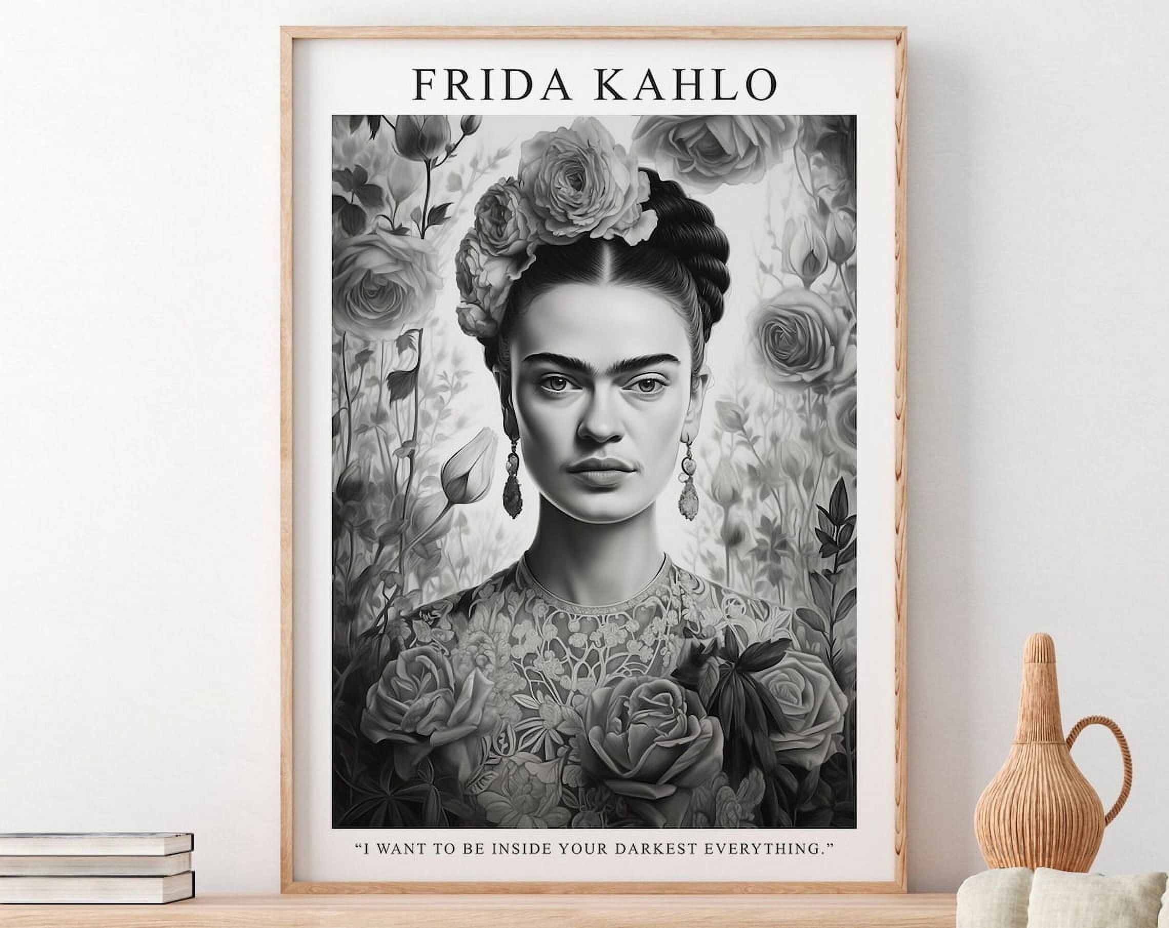 Black And White Frida Kahlo Portrait, , Feminist Art Print Wall Art ...