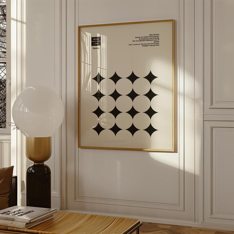 Black And White Geometric Art Print For Modern Home Decor Wall Art ...