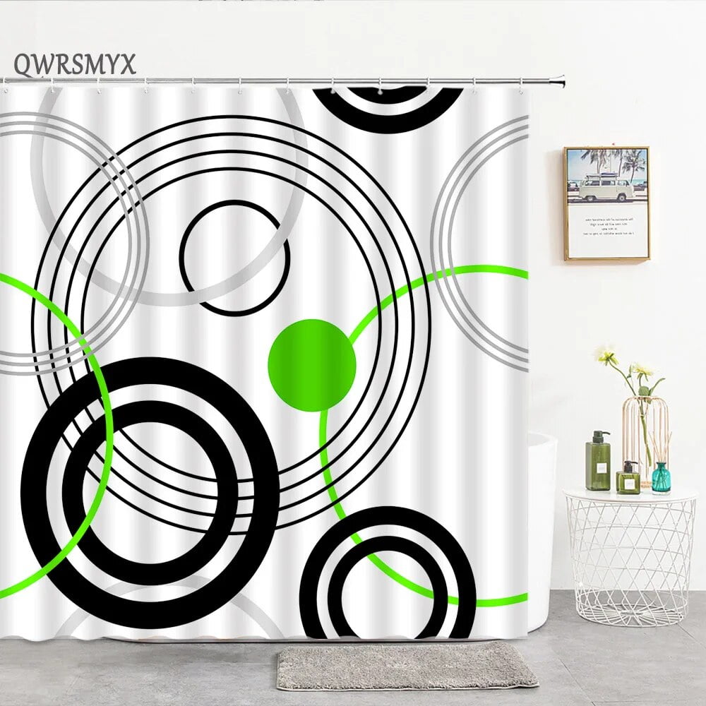 Black And White Geometry Shower Curtains Simplicity Stripe Plaid