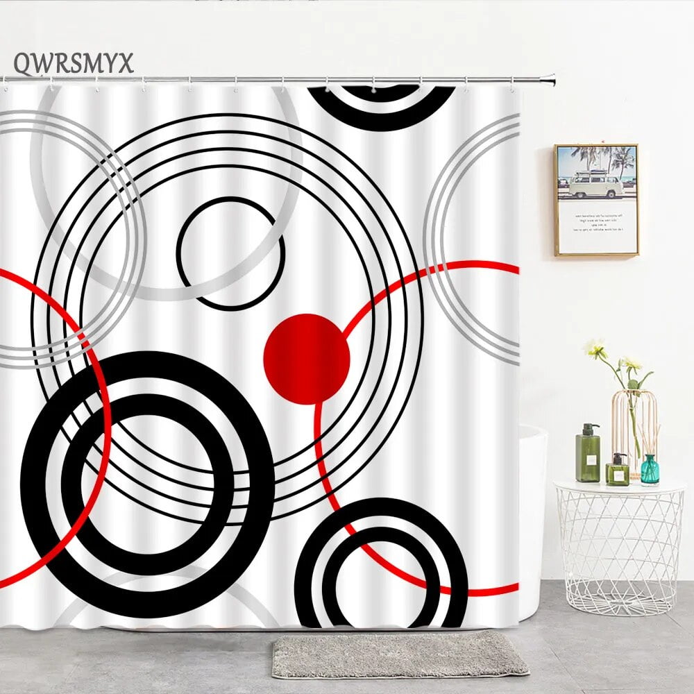 Black And White Geometry Shower Curtains Simplicity Stripe Plaid