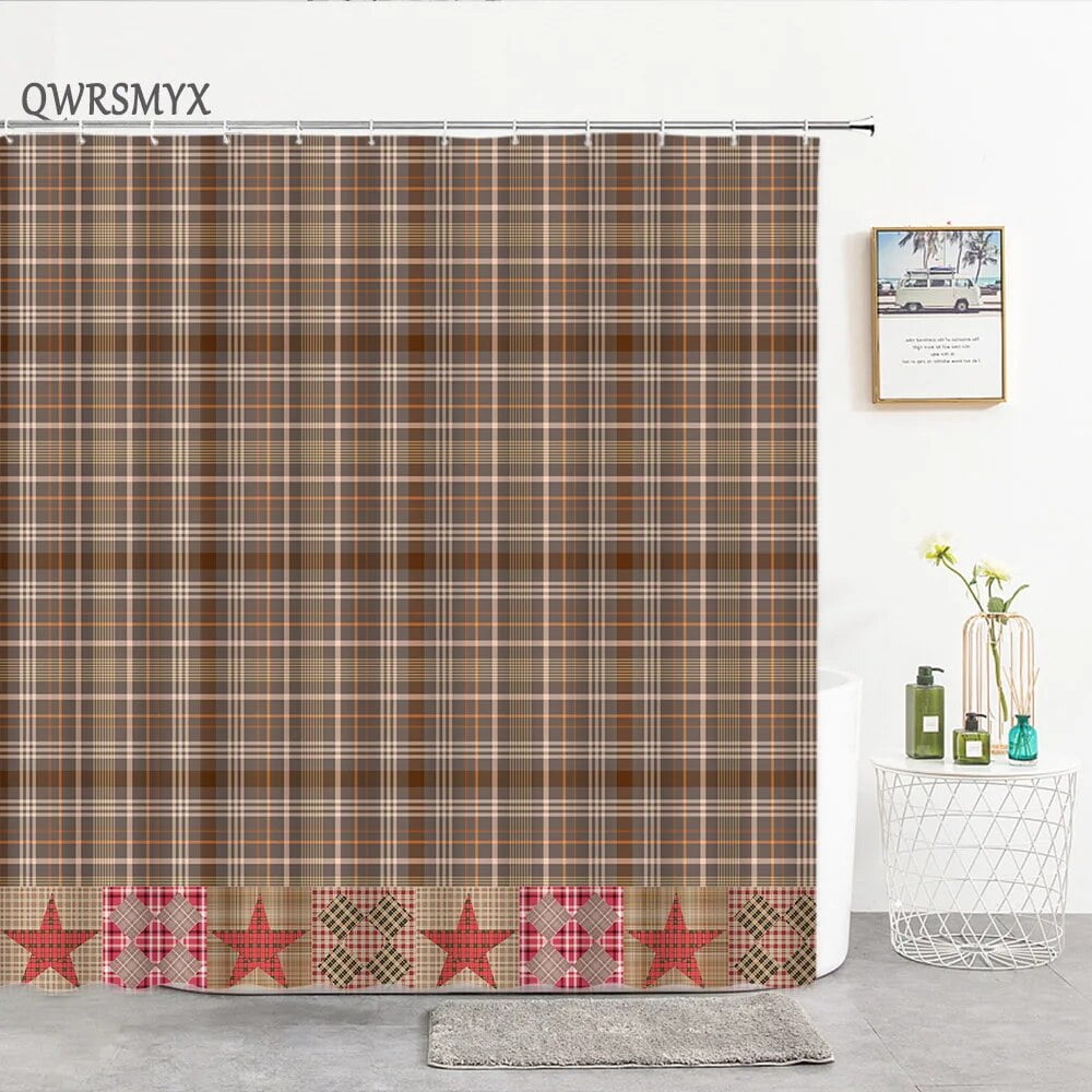 Black And White Geometry Shower Curtains Simplicity Stripe Plaid