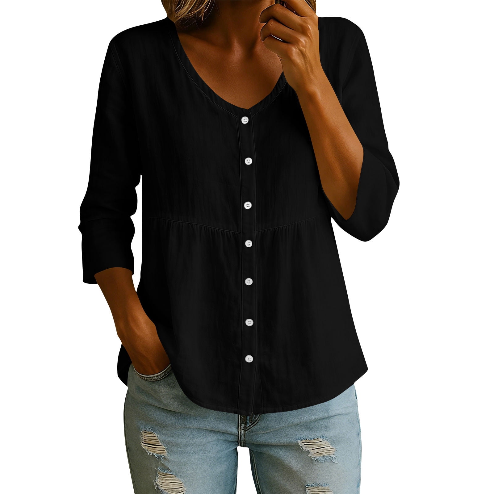 Black And White Gingham Plaid Ruffled Button Down Ruffle Short Sleeve ...