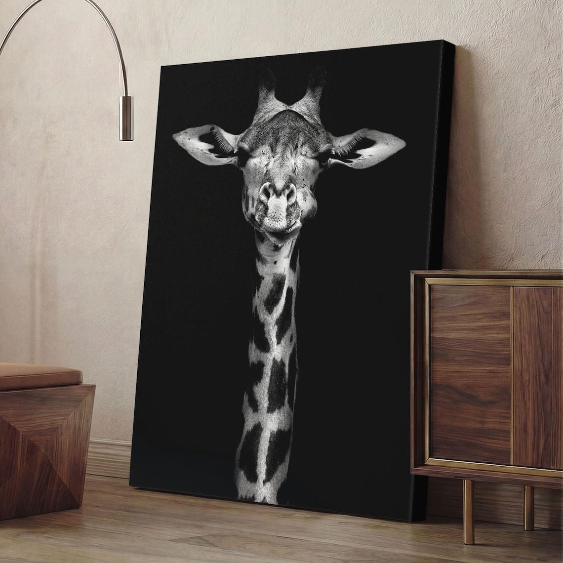 Black And White Giraffe Print Animal Portrait Wall Art Safari Nursery ...