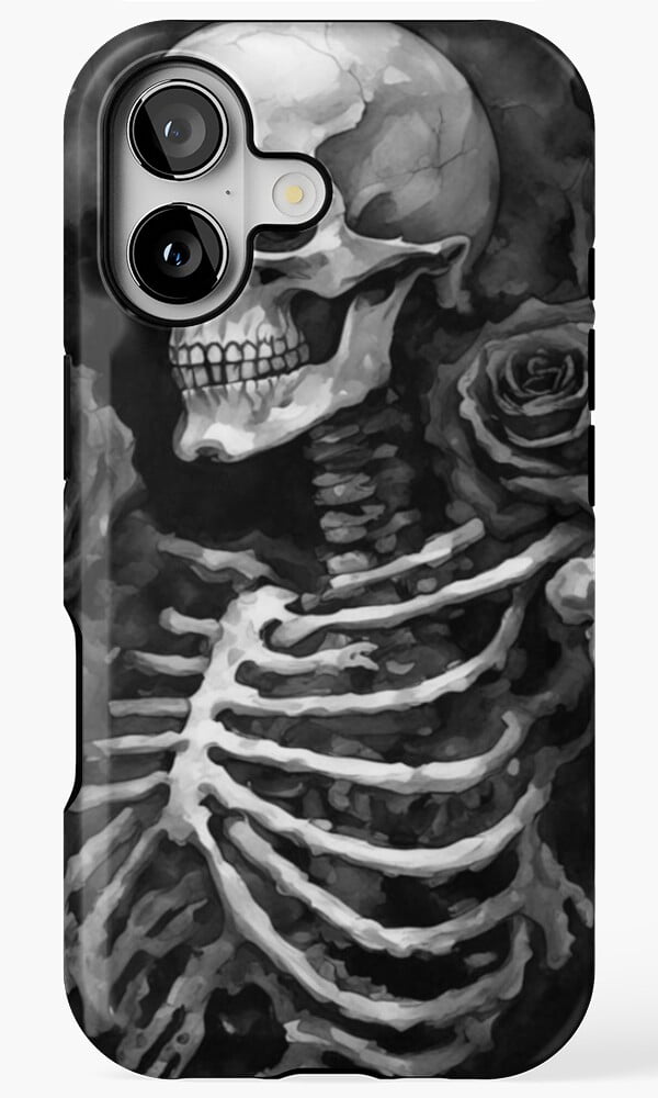 Black And White Goth Skeleton Phone Case for iPhone 11 12 13 14 15 16 ...