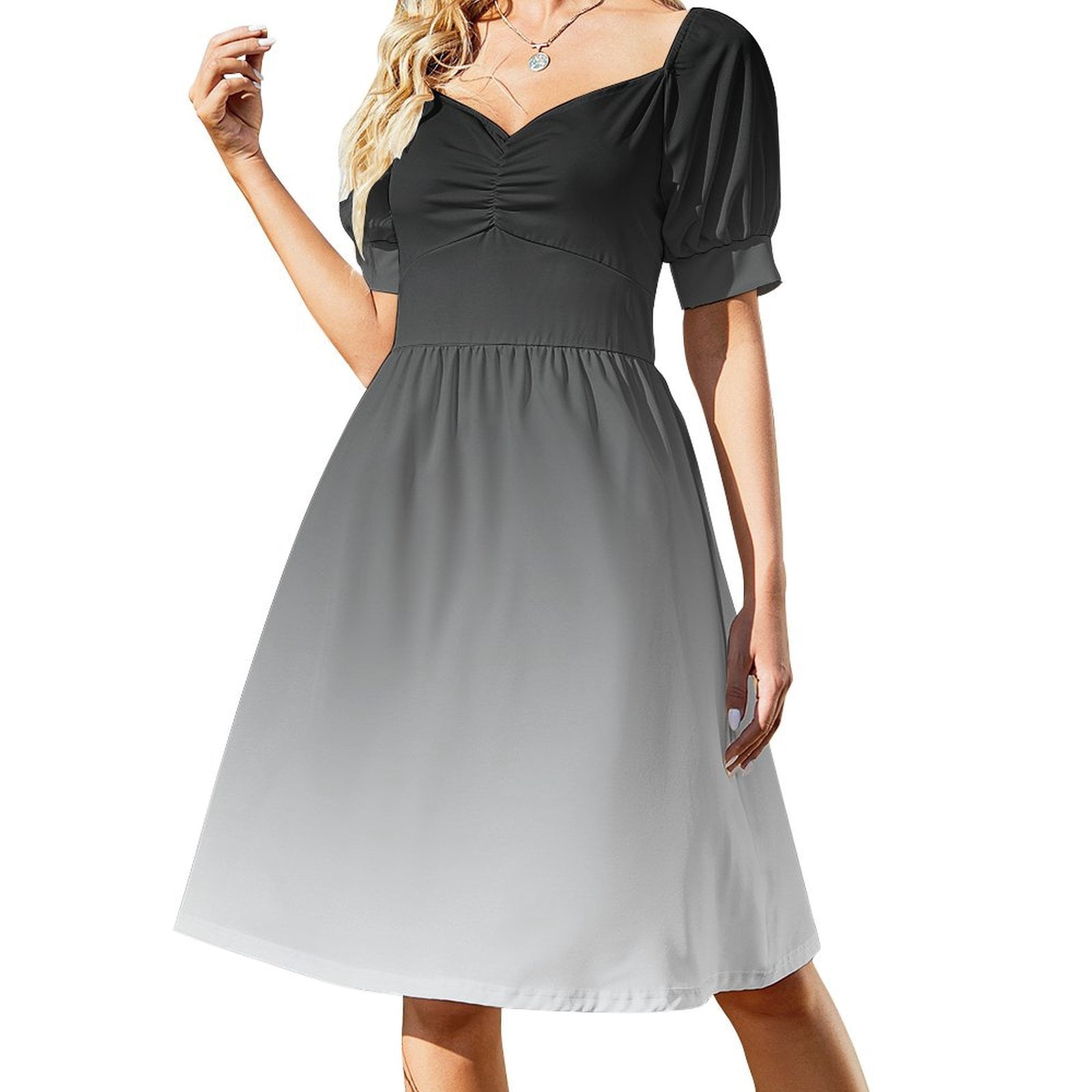 Black And White Gradient Short Sleeve Dress Clothes Women's Summer ...