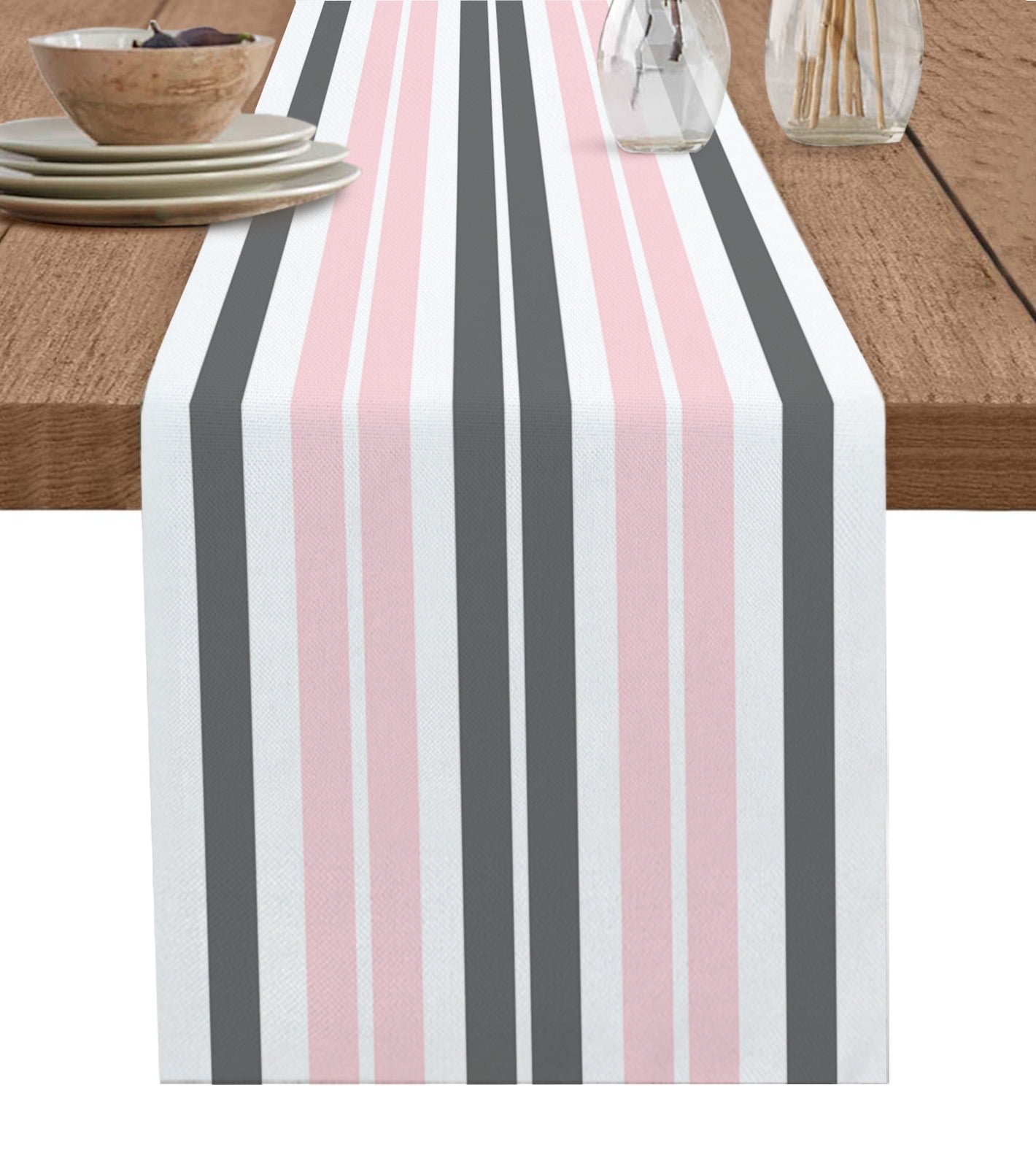 Black And White Gradient Stripes Table Runner Holiday Kitchen Coffee ...