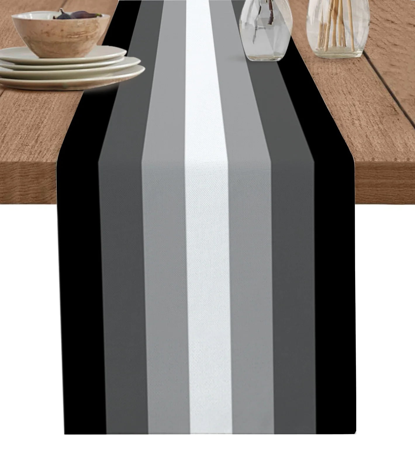 Black And White Gradient Stripes Table Runner Luxury Wedding Decor ...