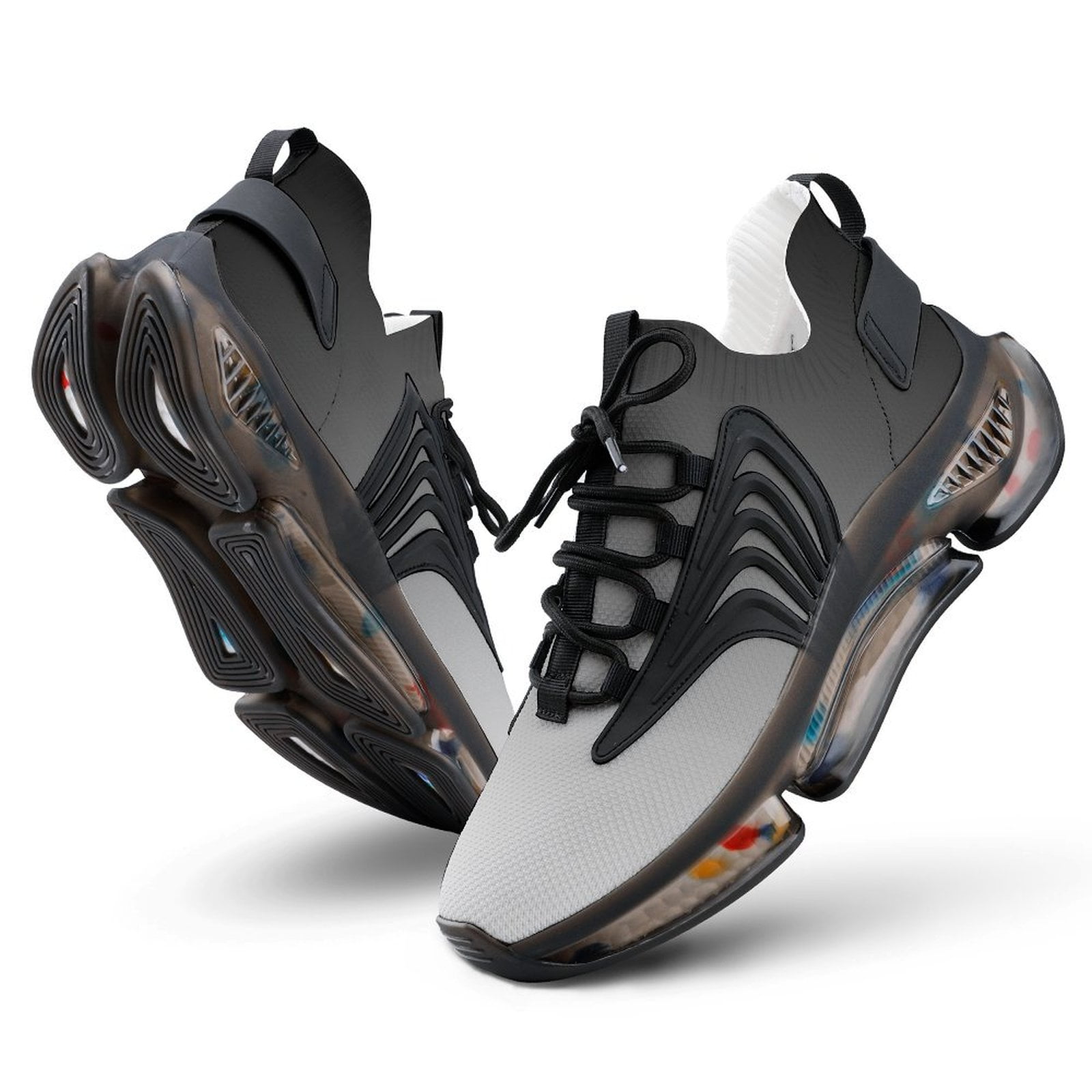 Black And White Gradient Walking Shoes for Men Woman Lightweight Tennis ...