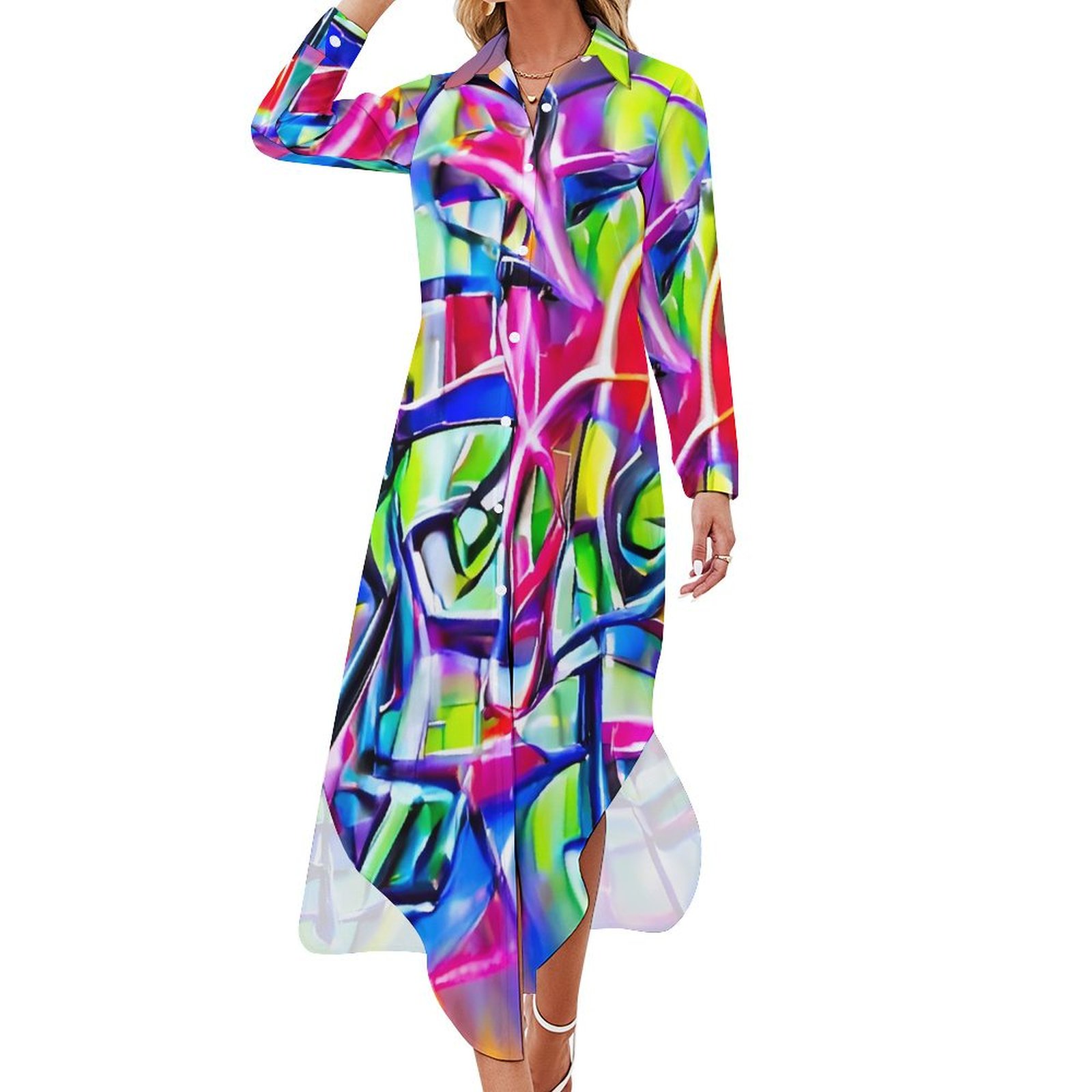 Black And White Graffiti Casual Dress Abstract Art Street Wear Dresses ...