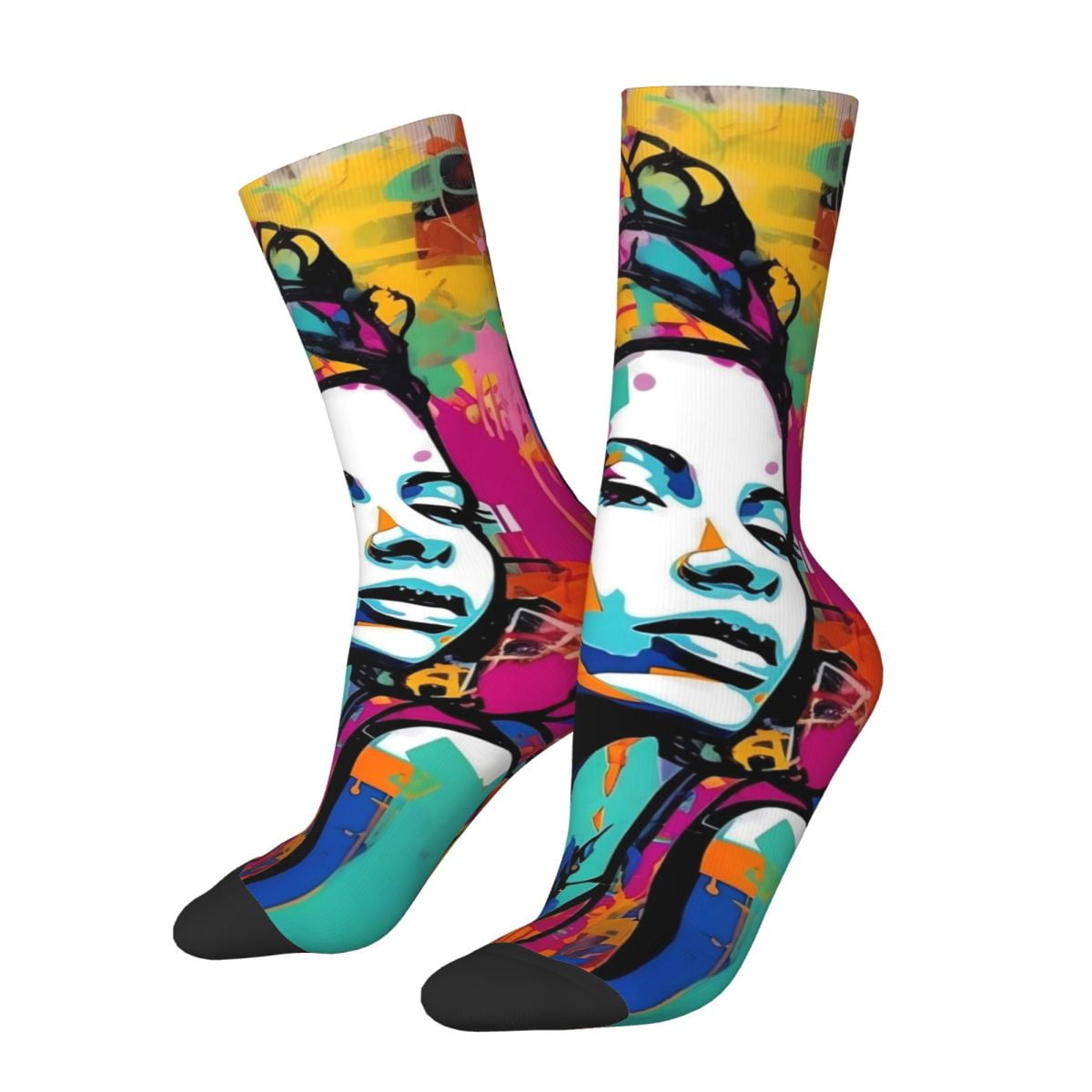 Black And White Graffiti Socks Abstract Art Retro Stockings Winter Anti ...