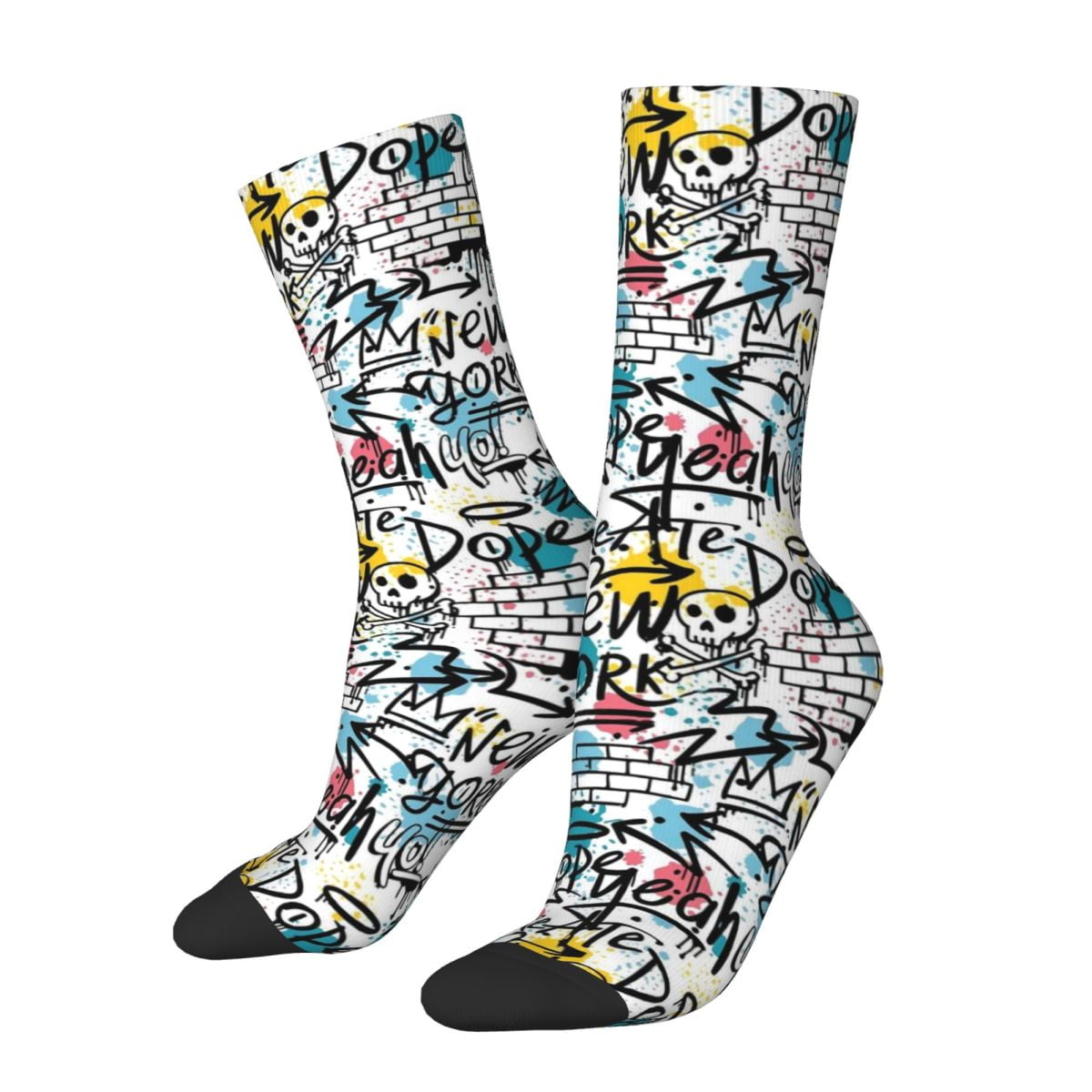 Black And White Graffiti Socks Abstract Art Retro Stockings Winter Anti Slip Women Men Soc ...