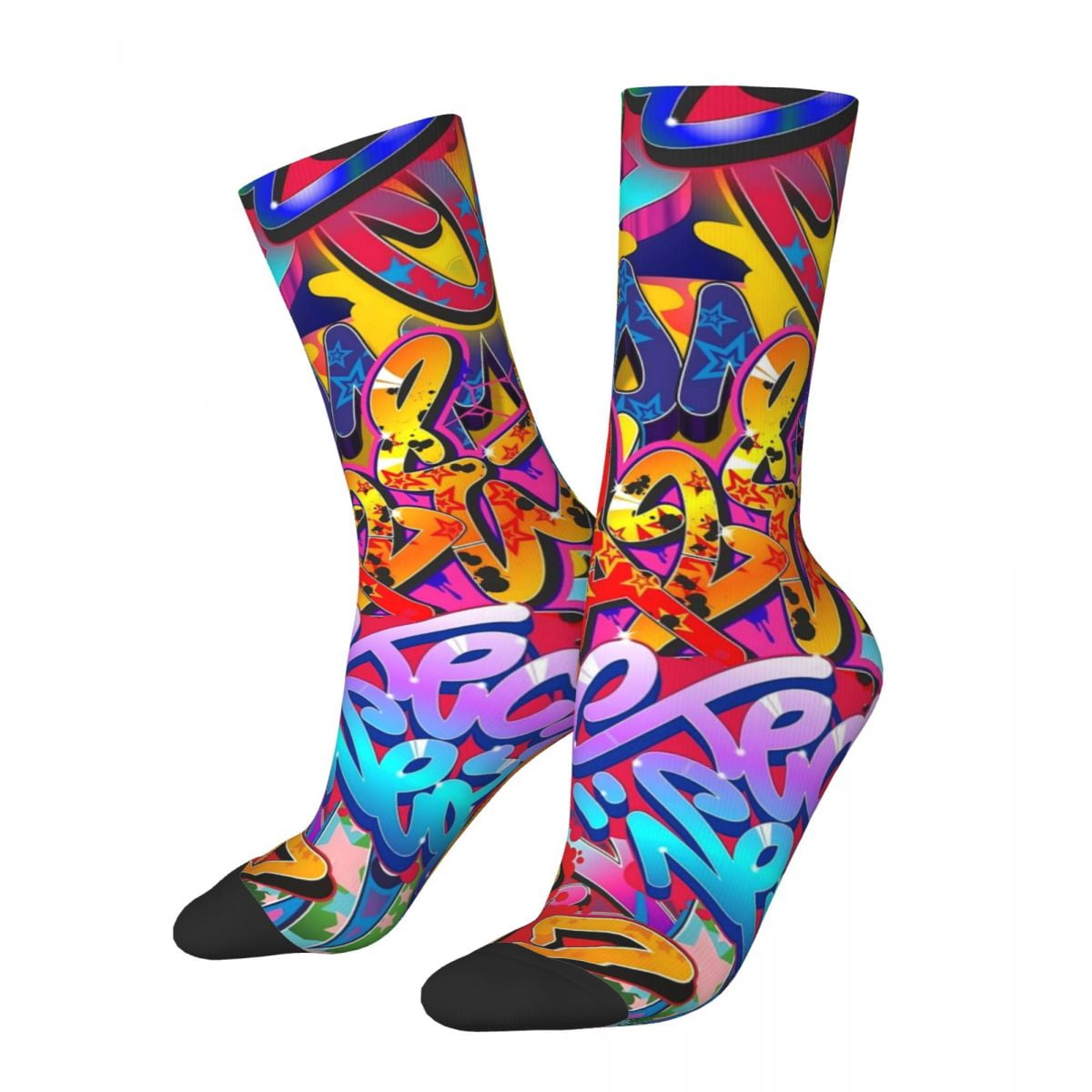 Black And White Graffiti Socks Abstract Art Retro Stockings Winter Anti Slip Women Men Soc ...