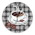 Black And White Grid Coffee Beans Wall Clocks Silent Home Cafe Office ...