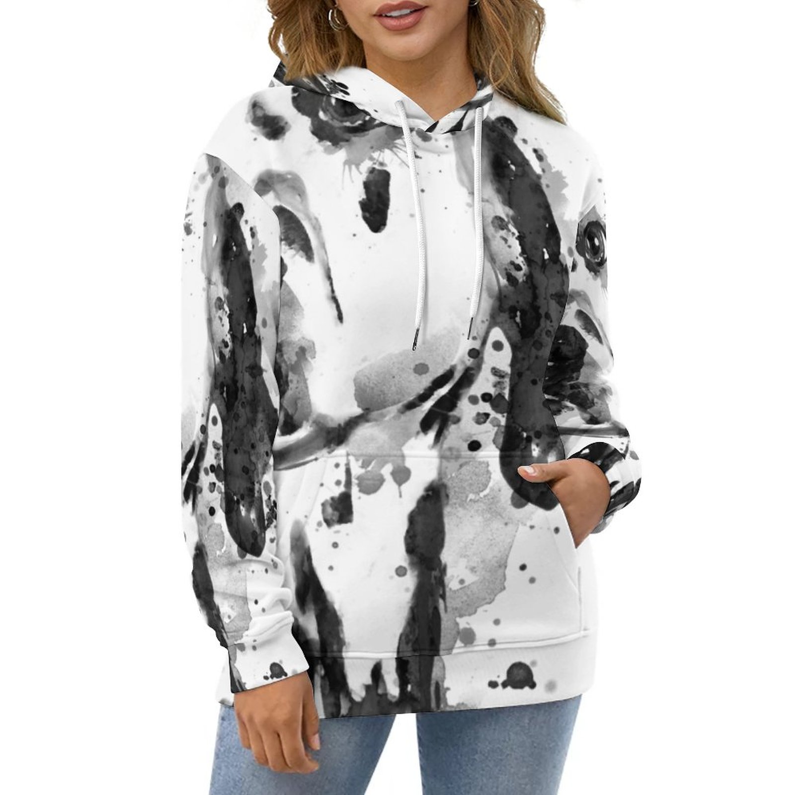 Black And White Half Faced Dalmatian Dog Hoodie Sweatshirt Men/Women ...