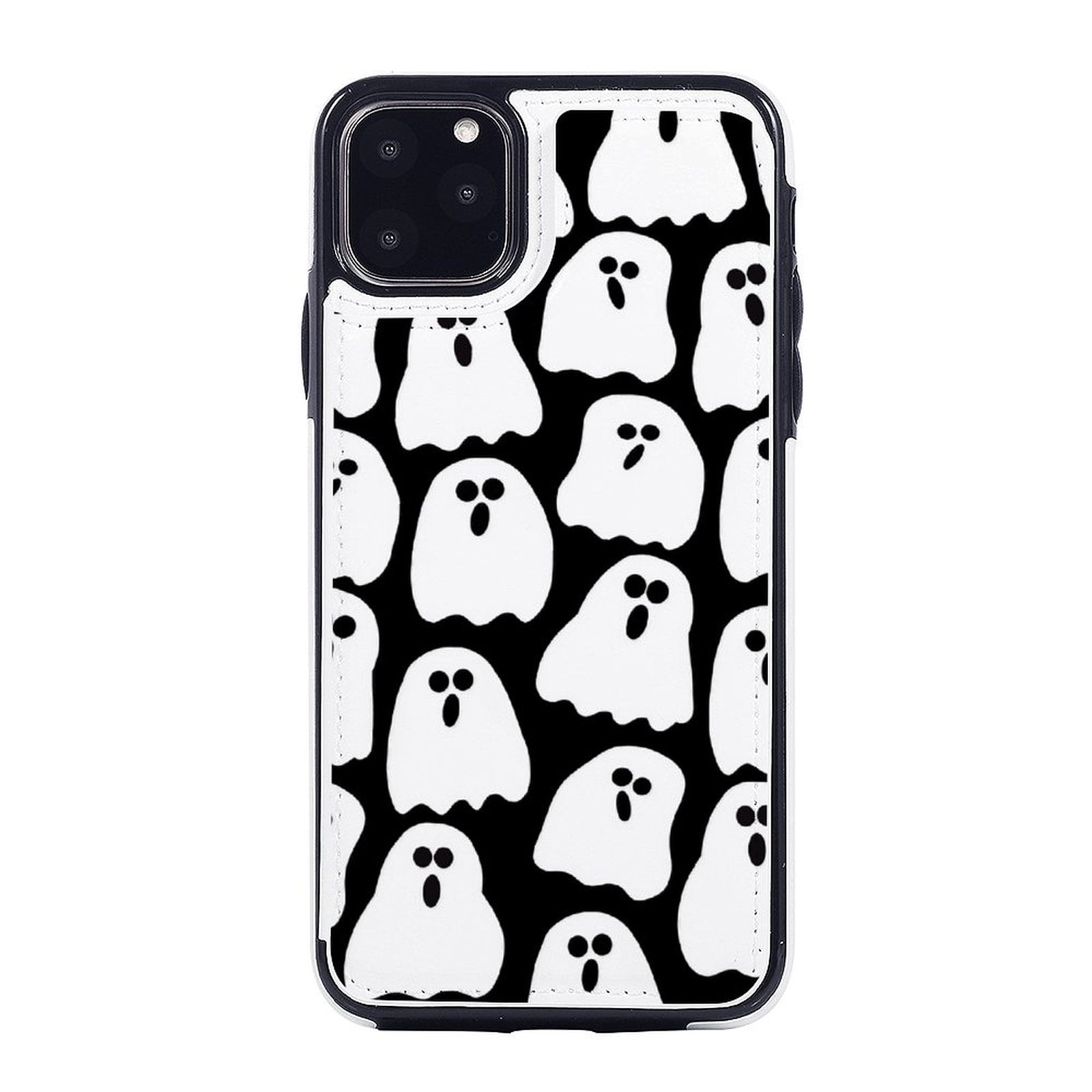 Black And White Halloween Ghost Leather Wallet Case for iPhone 16 15 14 ...