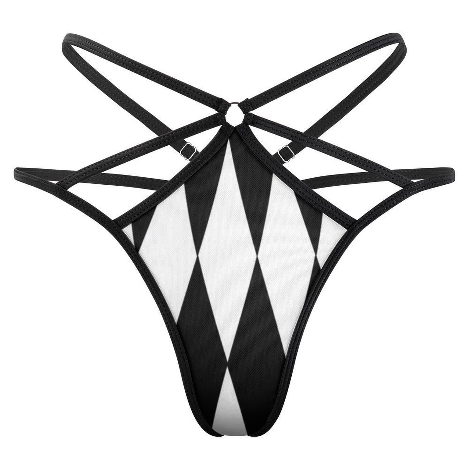 Black And White Harlequin Open Type Women's Panties Crotch Opening G ...