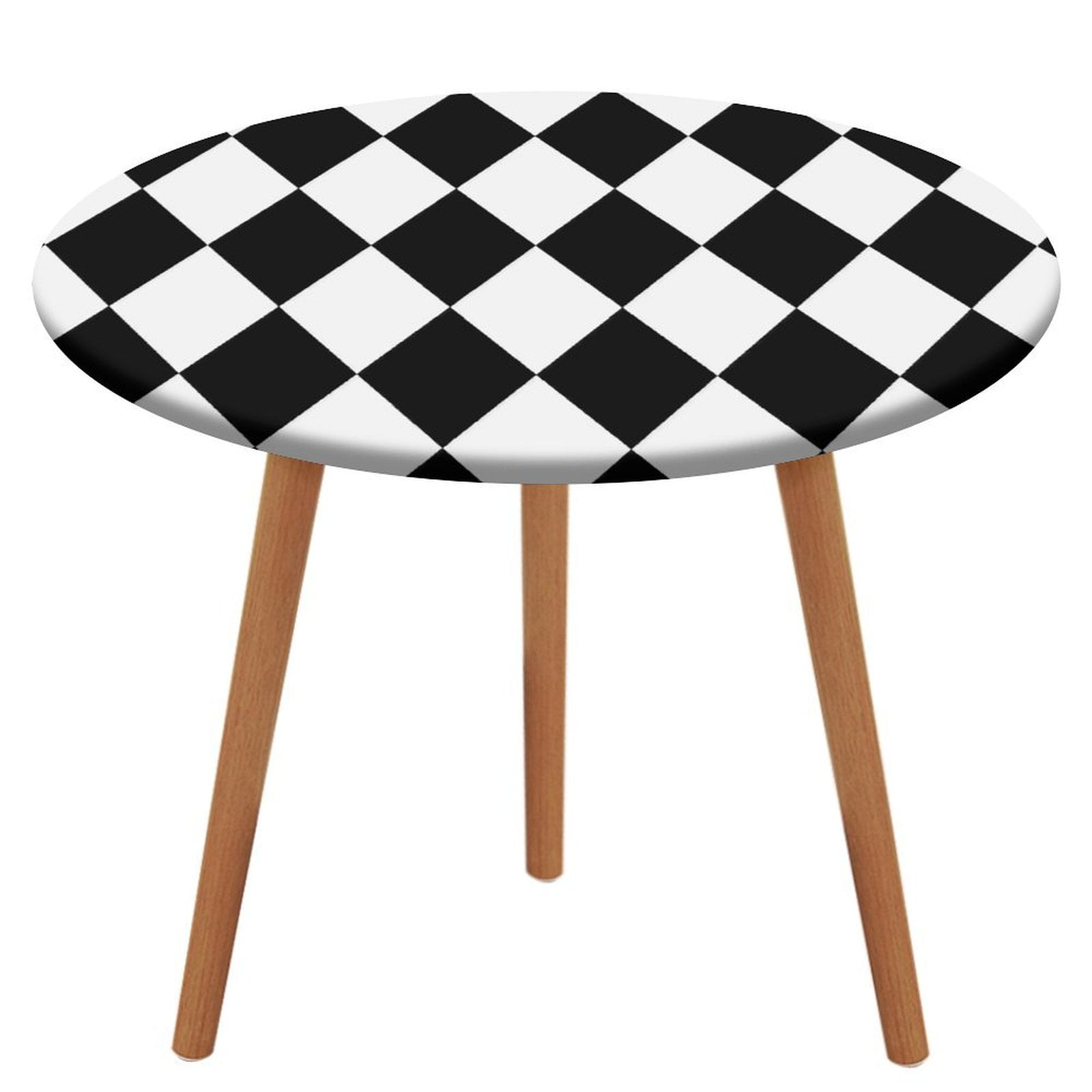 Black And White Harlequin Pattern Round Tablecloth Waterproof Elastic ...