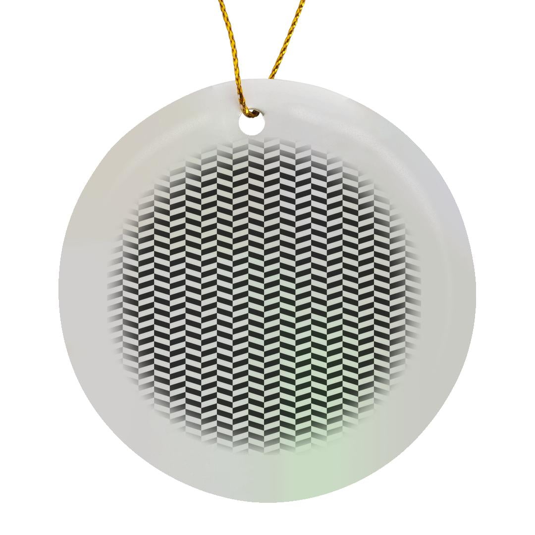 3drose, Black and White Herringbone Pattern, Circle Porcelain Ornament ...