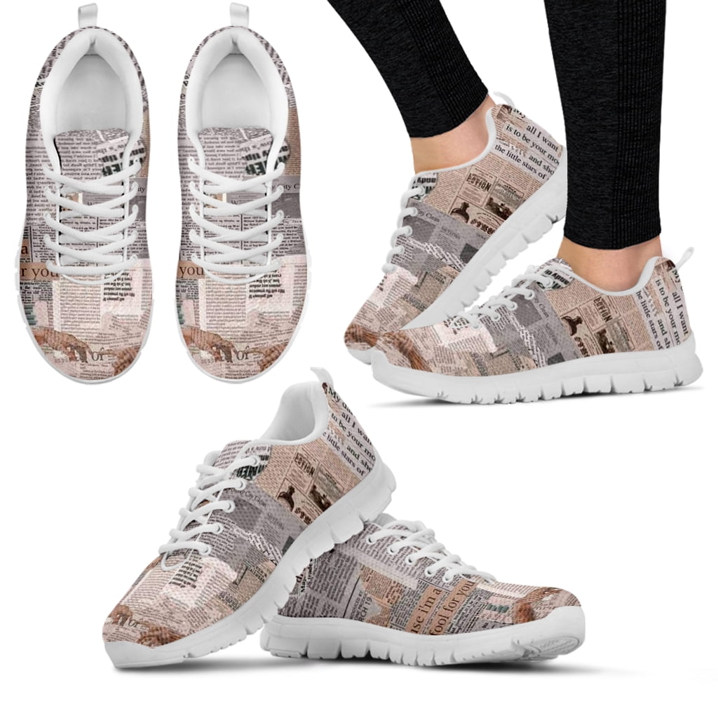 Black And White Ink Design Golf Print Shoes Sports Activity Shoes Black ...