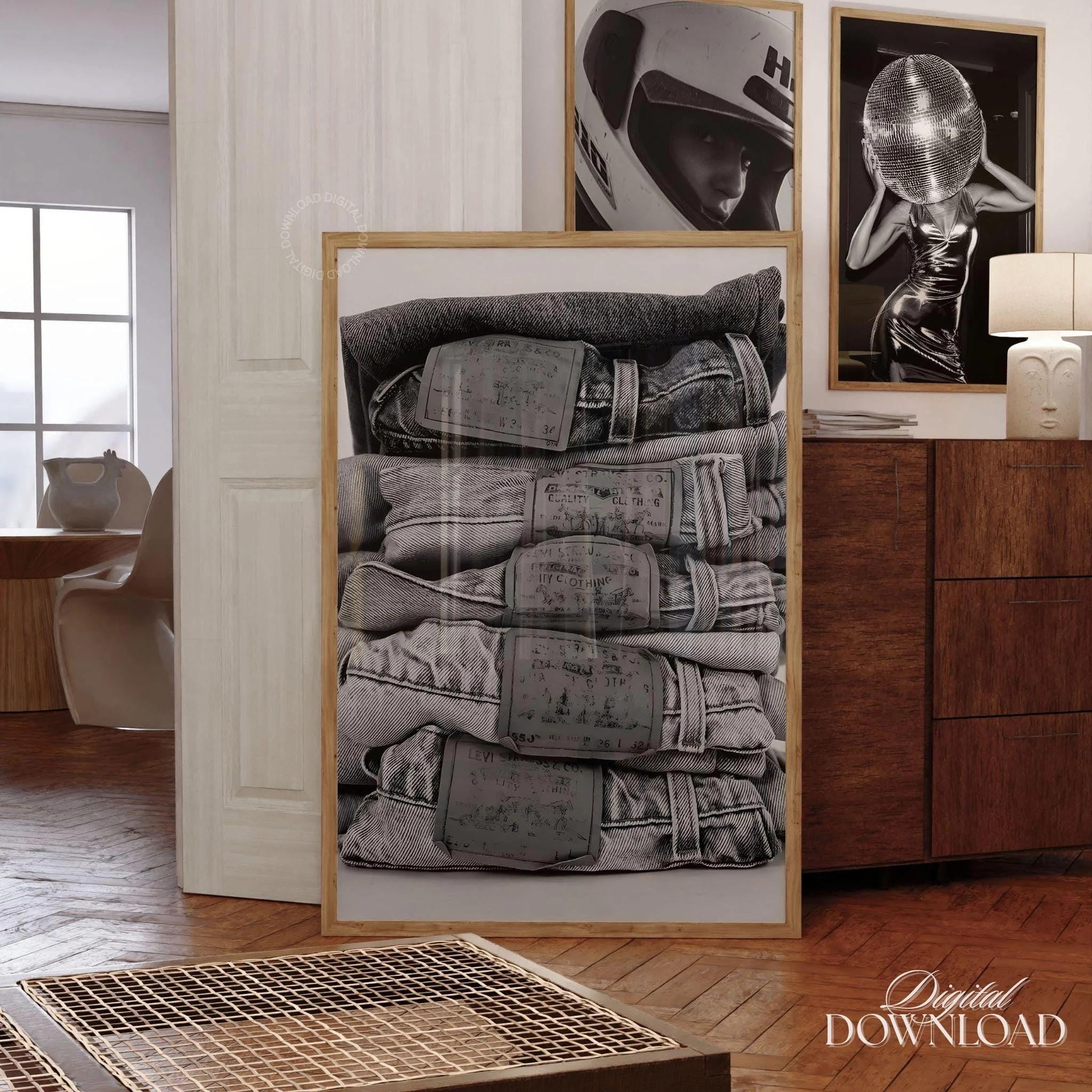 Black And White Jeans Print Stylish Fashion Poster Trendy Maximalist ...