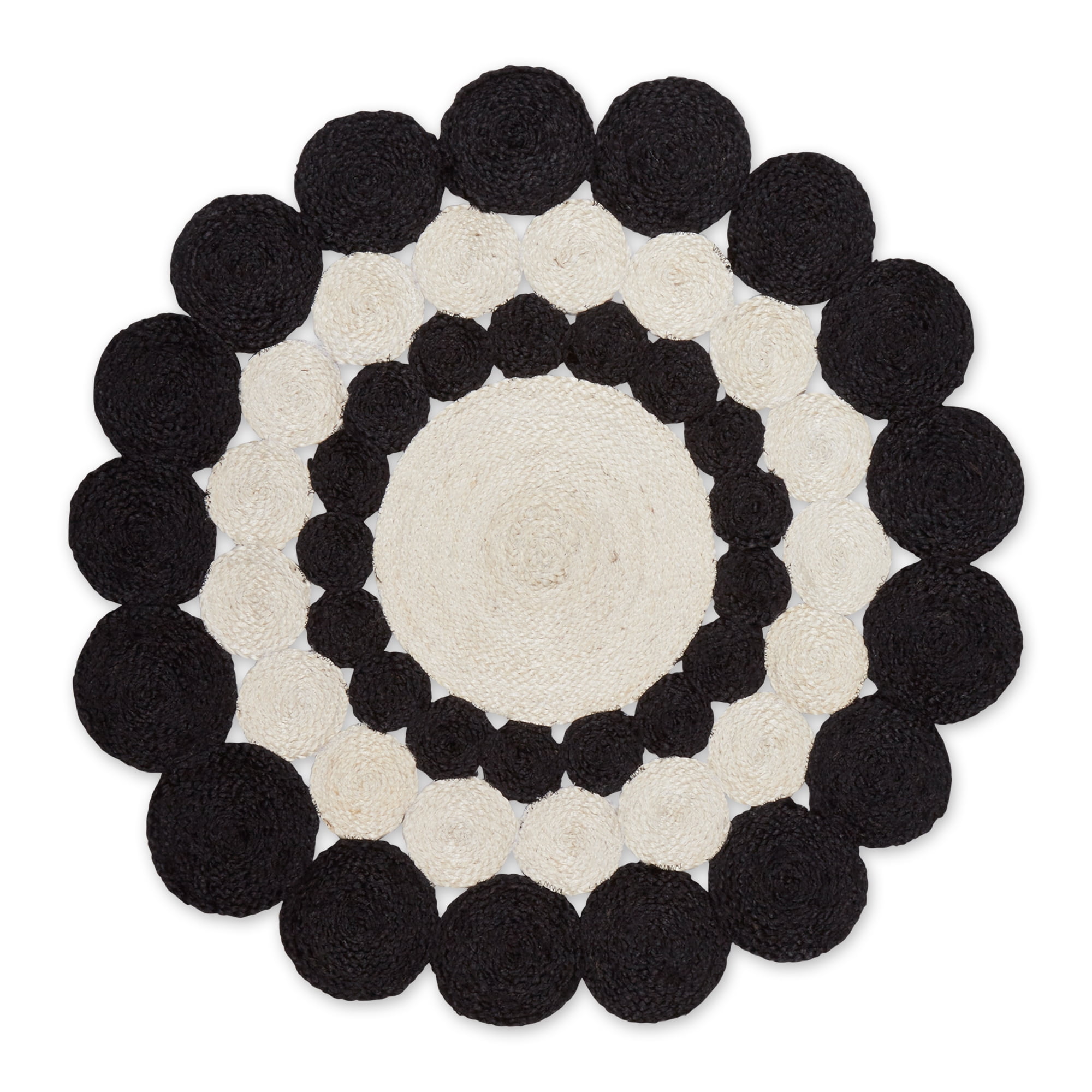 Black And White Jute Braided Rug 3 Ft Round - Walmart.com