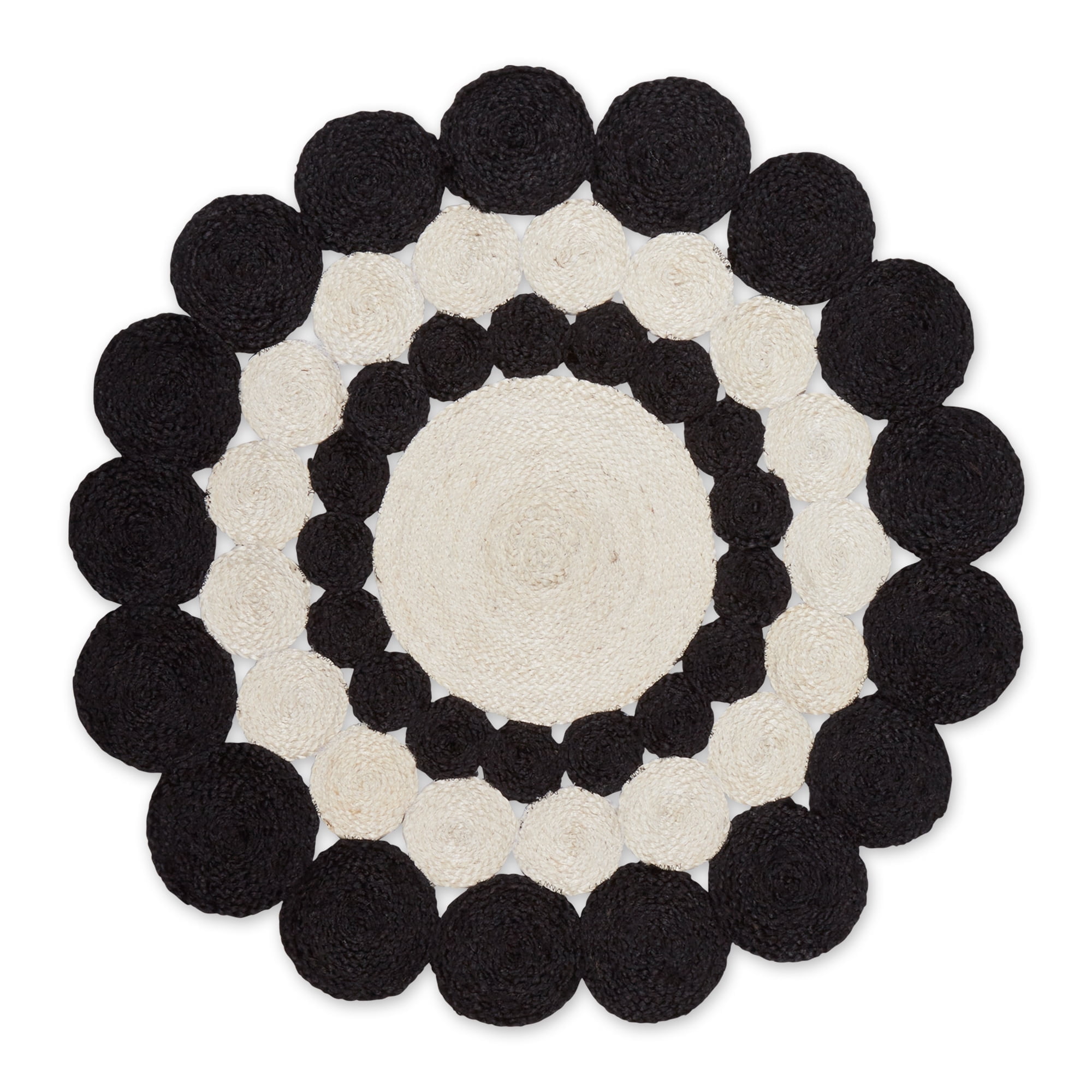 Black And White Jute Braided Rug 3 Ft Round - Walmart.com