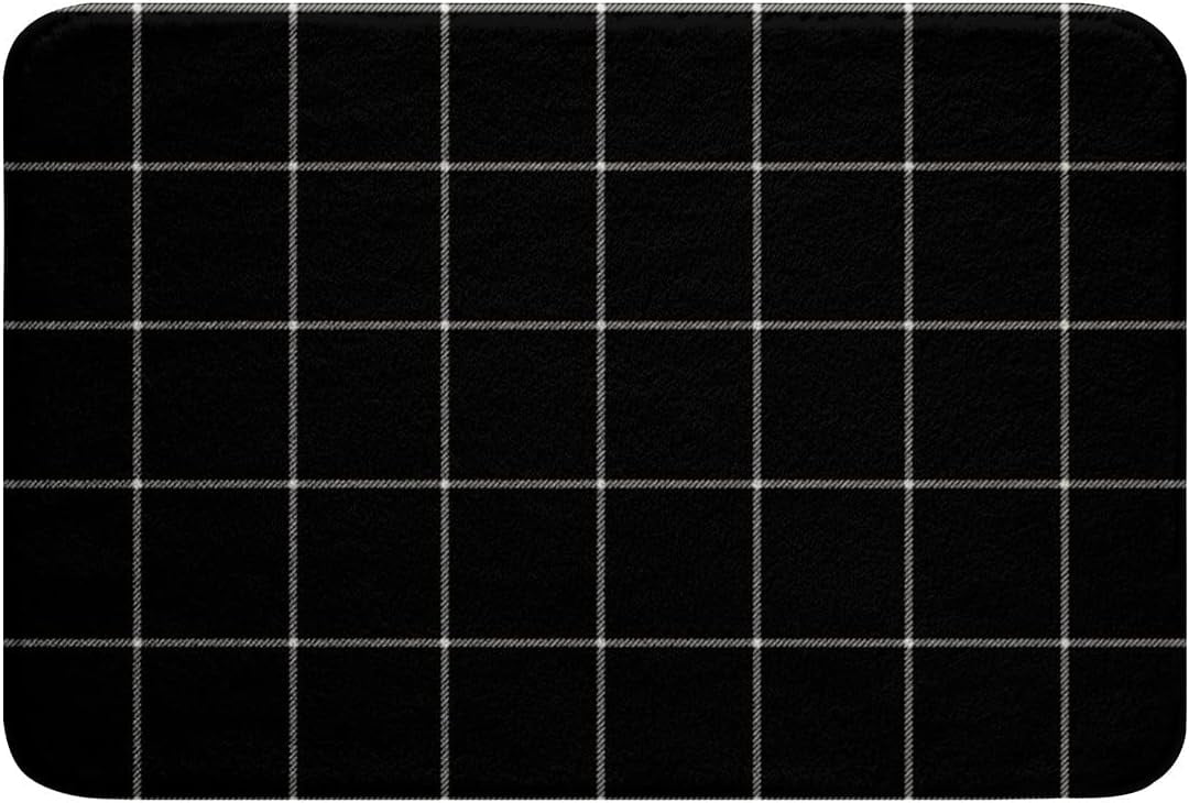 Black And White Lattice Area Rug Buffalo Plaid Checkered Bath Rugs For ...