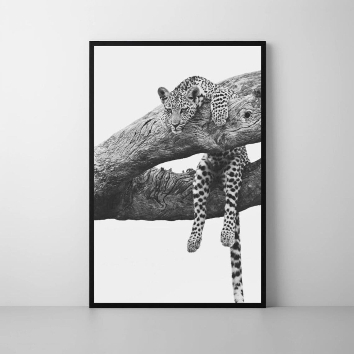 Black And White Leopard Poster Minimalist Safari Animal Poster ...