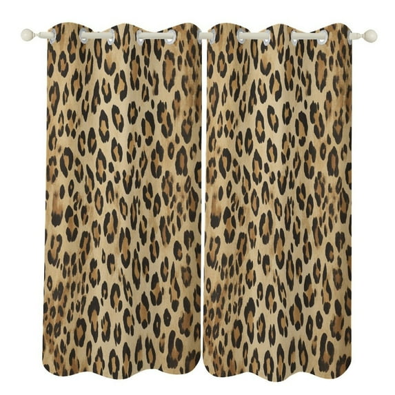 Black And White Leopard Print Blackout Curtains Window Drapes Room ...