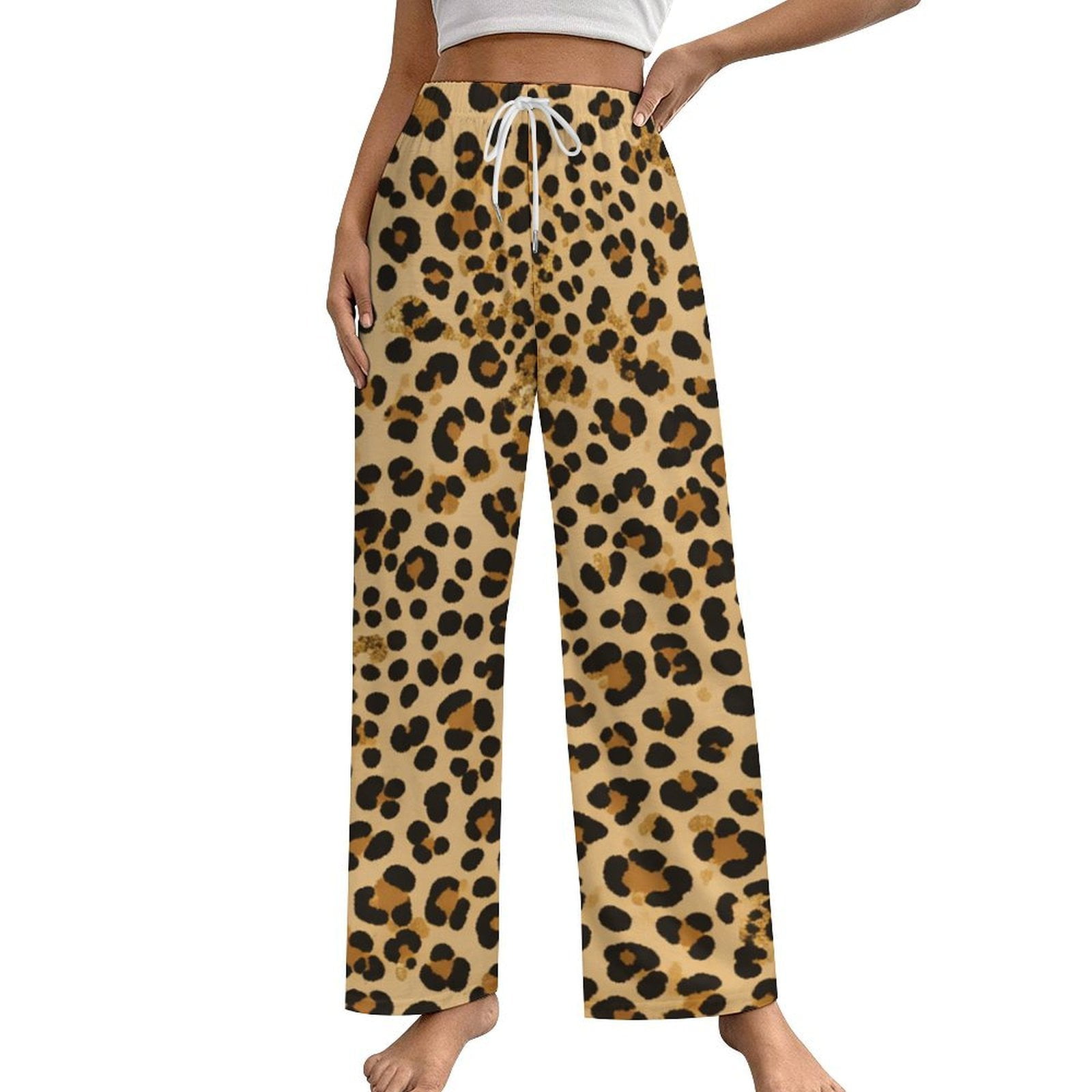 Black And White Leopard Print Pajama Pants Breathable with Pockets ...