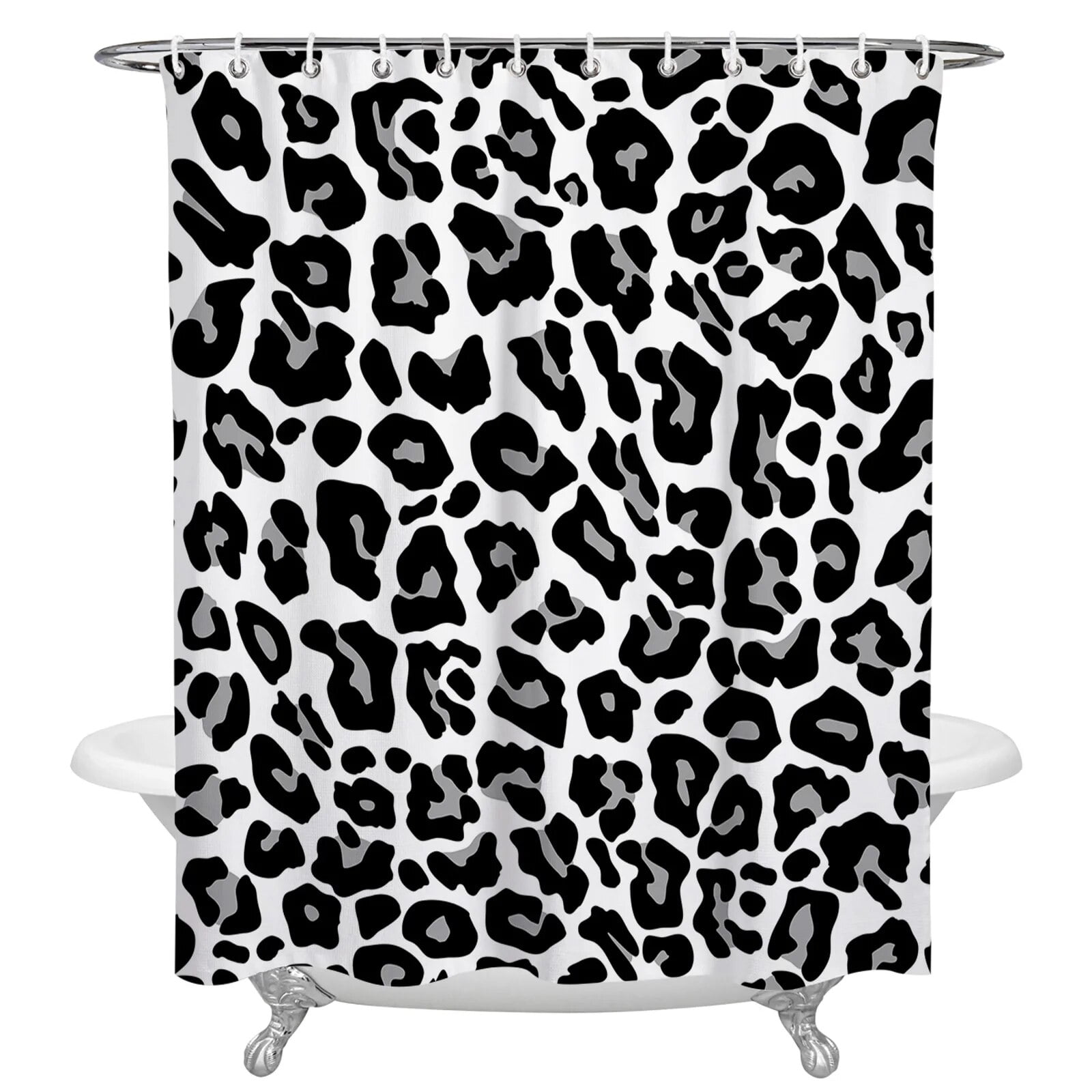 Black And White Leopard Skin Texture Shower Curtains Waterproof Bath