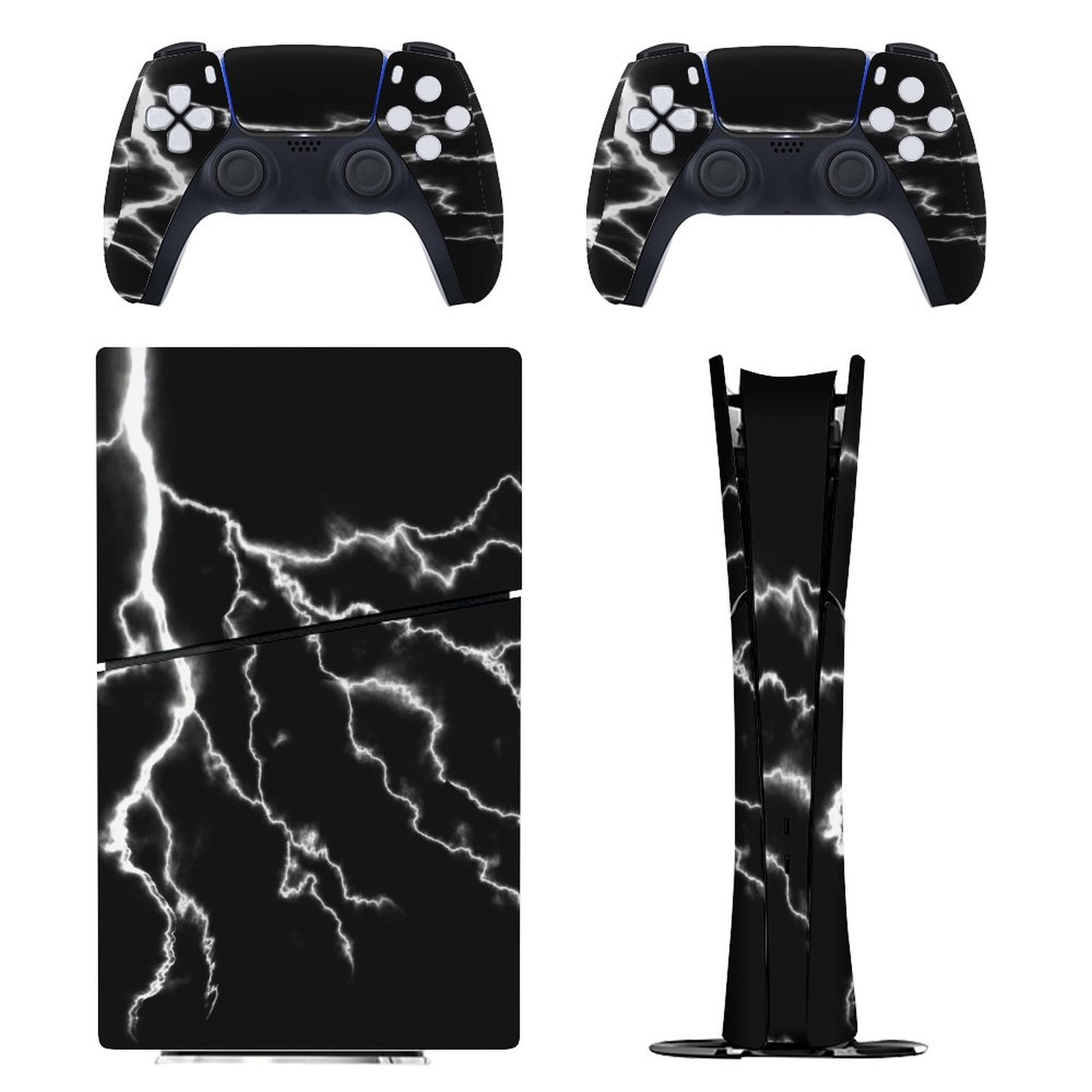 Black And White Lightning PS5/PS5 Pro/PS5 Slim Digital Disc Skin ...
