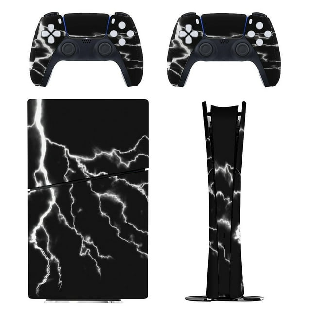 Black And White Lightning PS5/PS5 Pro/PS5 Slim Digital Disc Skin Sticker For Console And ...
