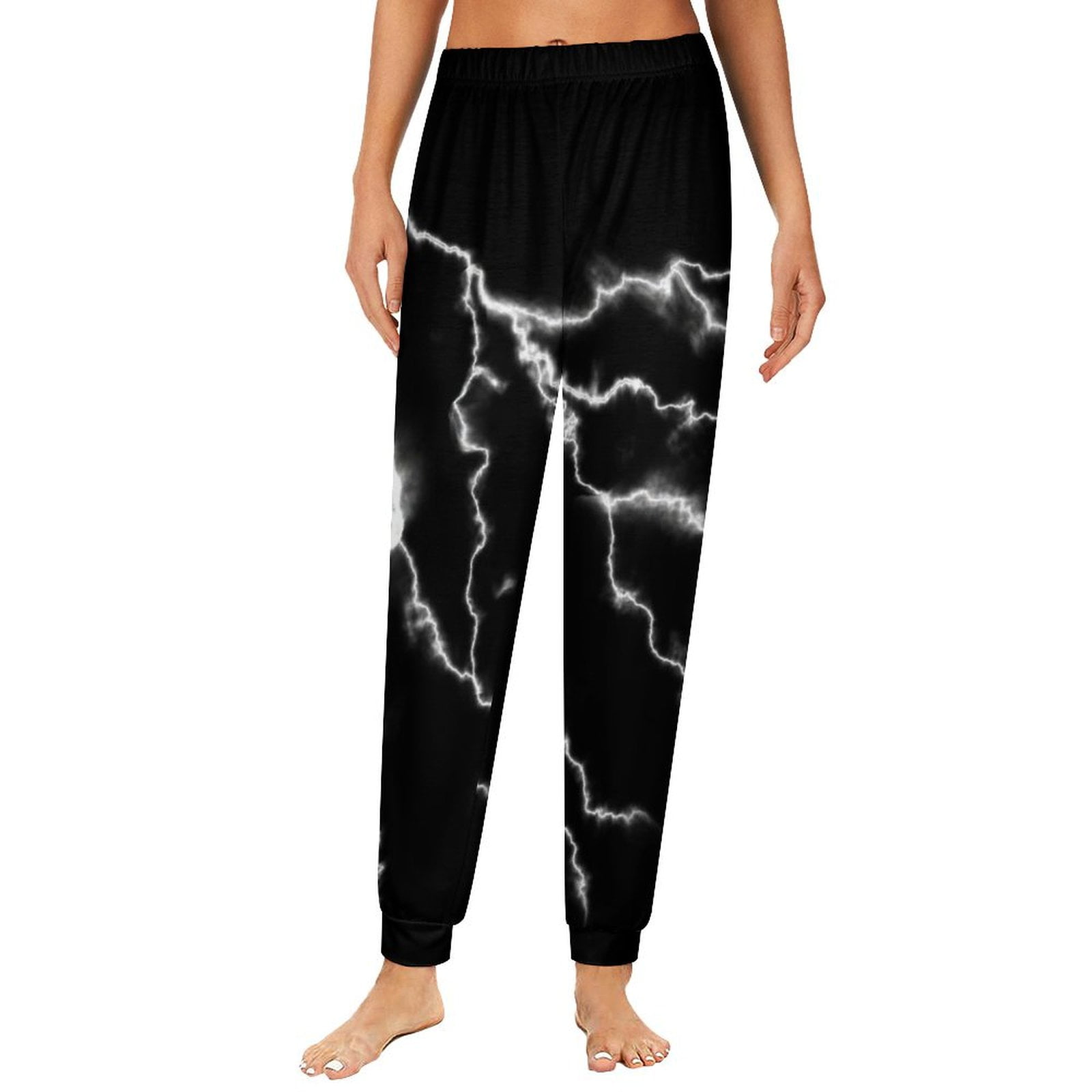 Black And White Lightning Stylish Women's Pajamas Yoga Pants Beach ...
