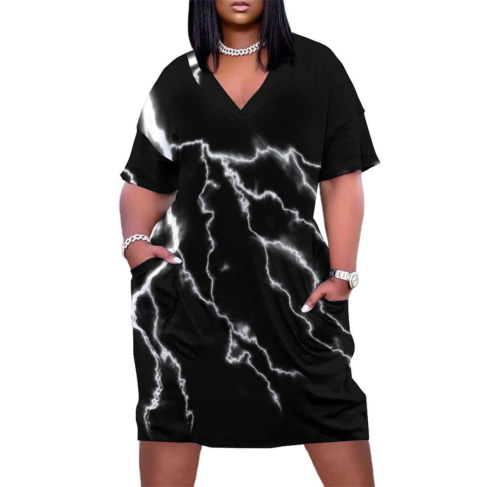 Black And White Lightning Summer Dresses for Women Plus Size Sundress ...