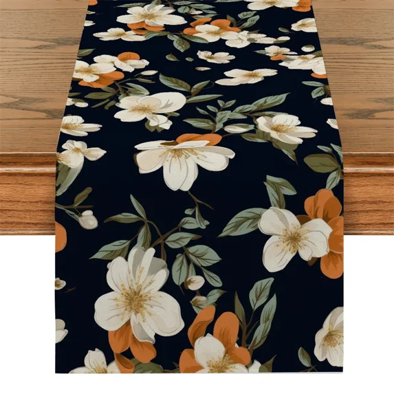 Black And White Lines Floral Table Flag Cartoon Stars Tables Runners ...