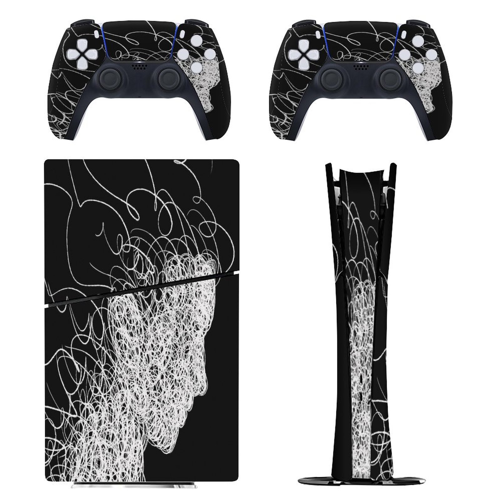 Black And White, Lines, Side Face, Surreal PS5/PS5 Slim Digital Disc ...