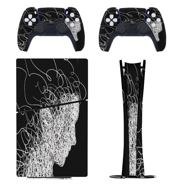 Black And White, Lines, Side Face, Surreal PS5/PS5 Slim Digital Disc ...